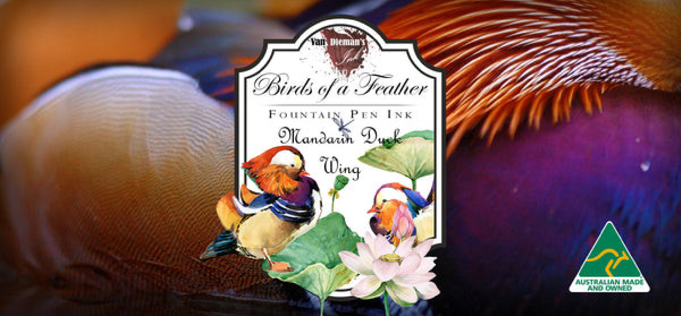 Van Diemans Birds of a Feather - Mandarin Duck Wing - Fountain Pen 30ml Ink