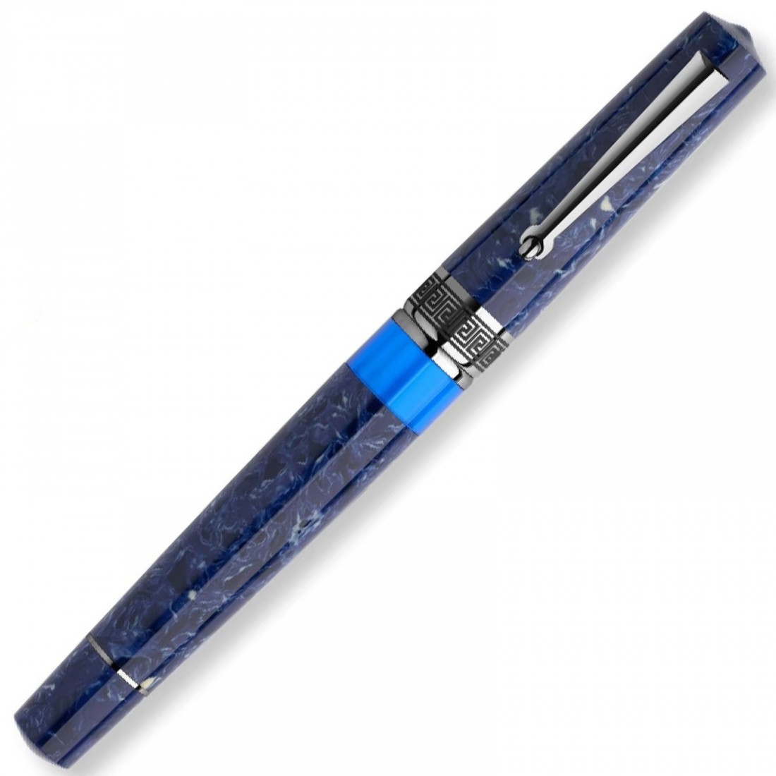 Delta Lapis Blue Celluloid Fountain Pen - Ruthenium (Limited Edition)