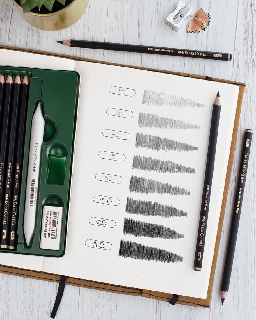 Faber Castell 115298 Pitt Graphite Matte Pencils Set of 6 with ...