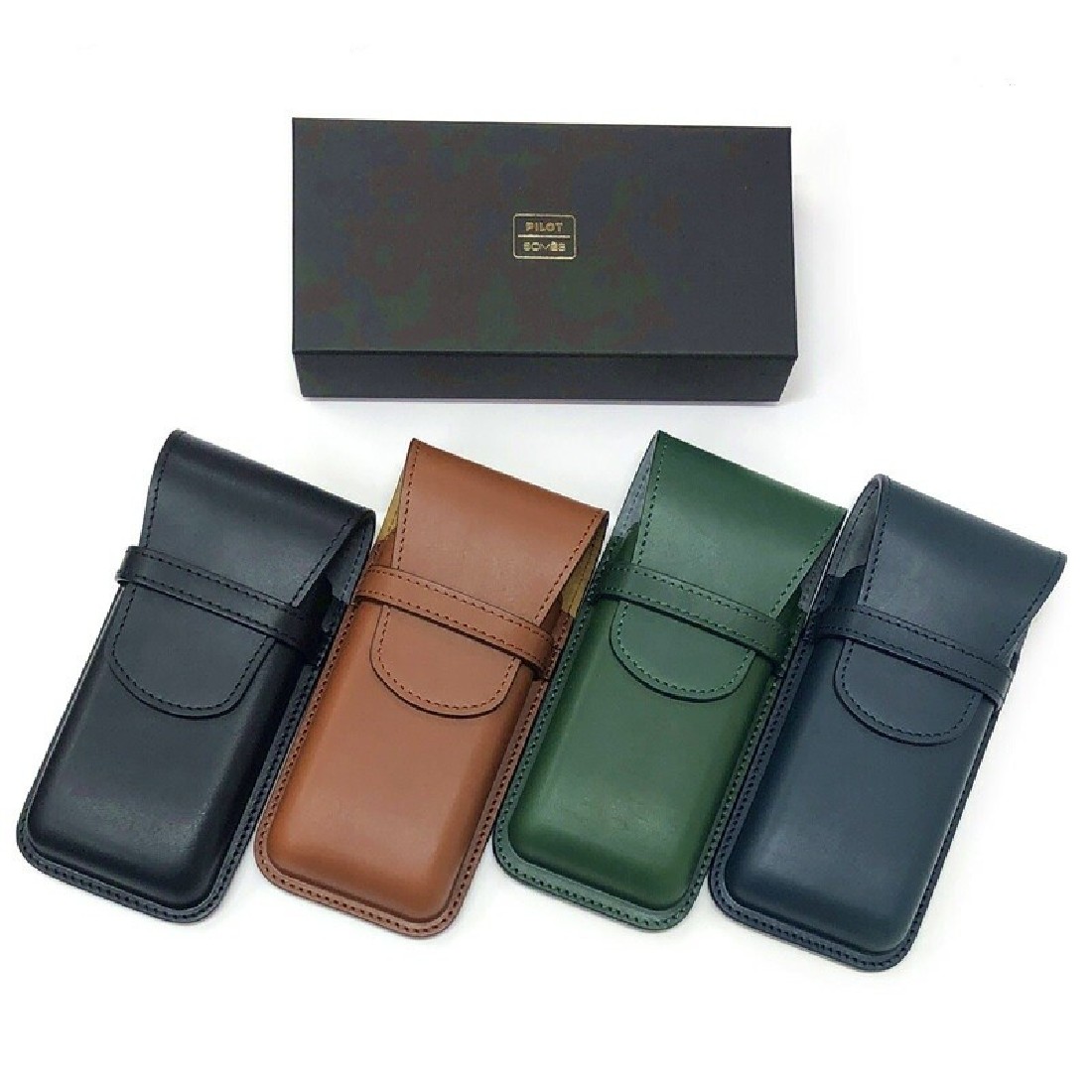 Pilot and Somes leather case for 3 pens, green SLS3-11-GN